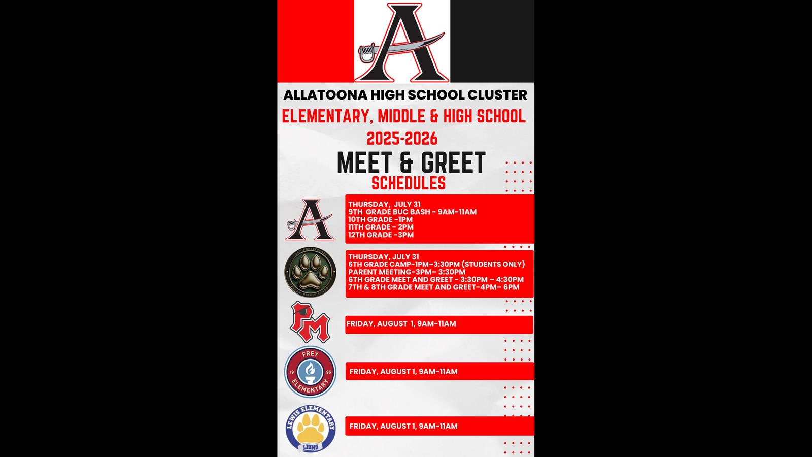2025-26 Meet and Greet Schedules